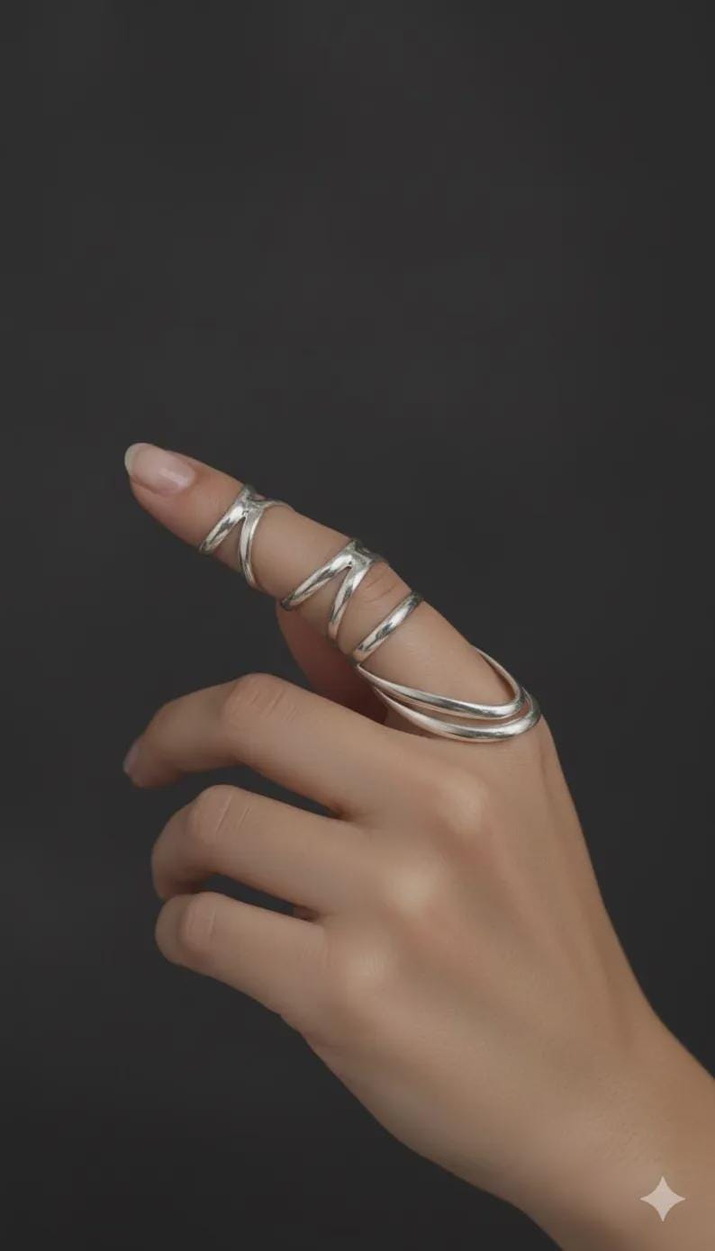Full Finger Splint Ring Stack | Silver EDS Hypermobility Support - Etsy