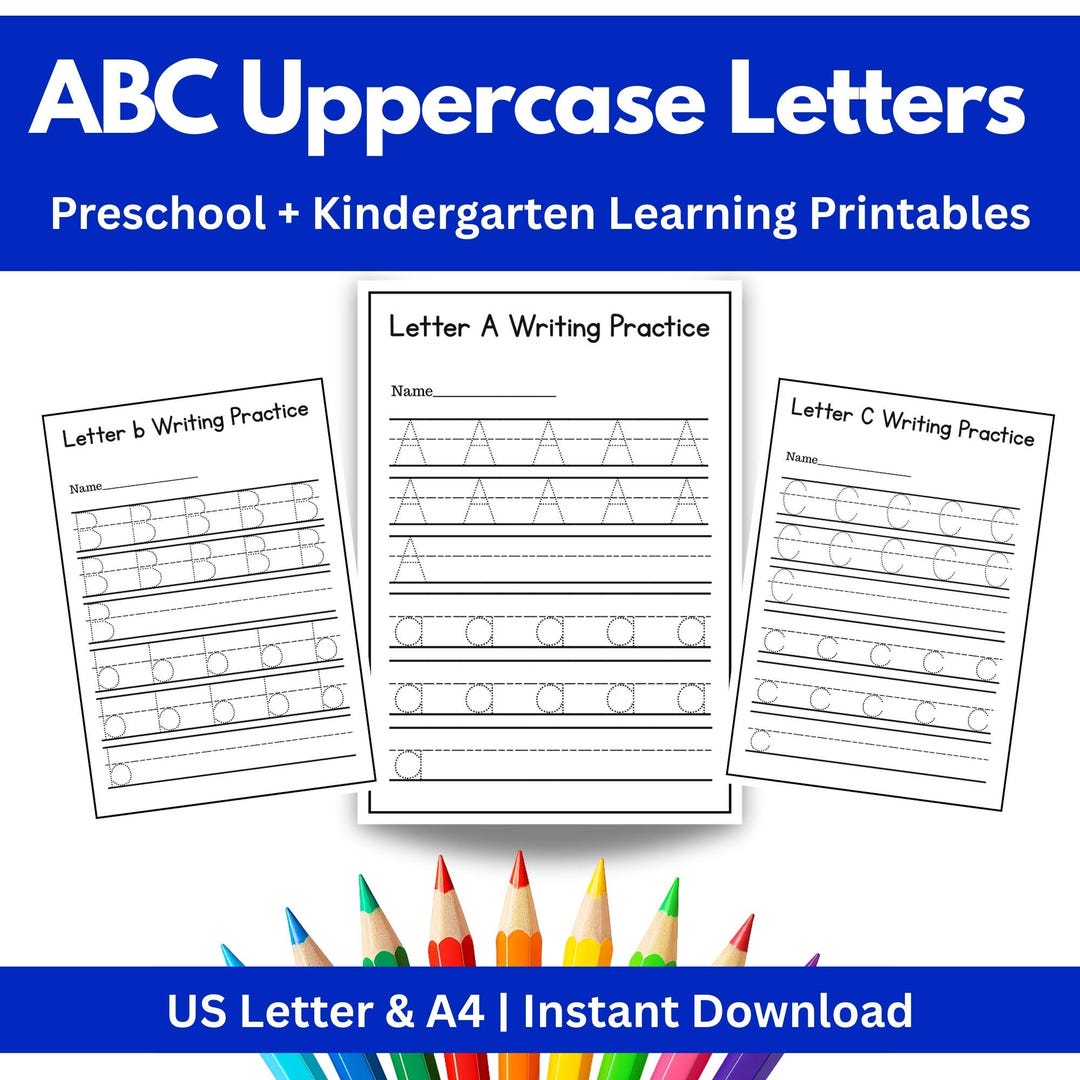 ABC Uppercase Letter Writing Worksheets | Preschool & Kindergarten | A ...