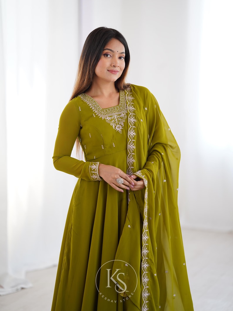 Georgette Anarkali Suit Set for Women | Embroidered Wedding Salwar ...