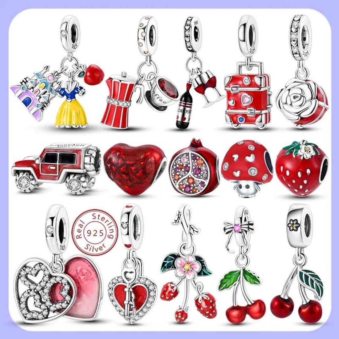 Sterling Silver Charms | Heart Fruit Flower Travel Charms | European ...