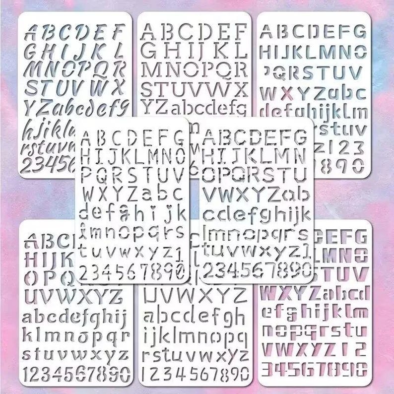 12PCS 8.3x5.5inch Cursive Alphabet Stencils With Numbers & Symbols ...