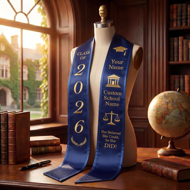 Personalized Law School Graduation Stole, Custom JD Grad Satin Stole ...