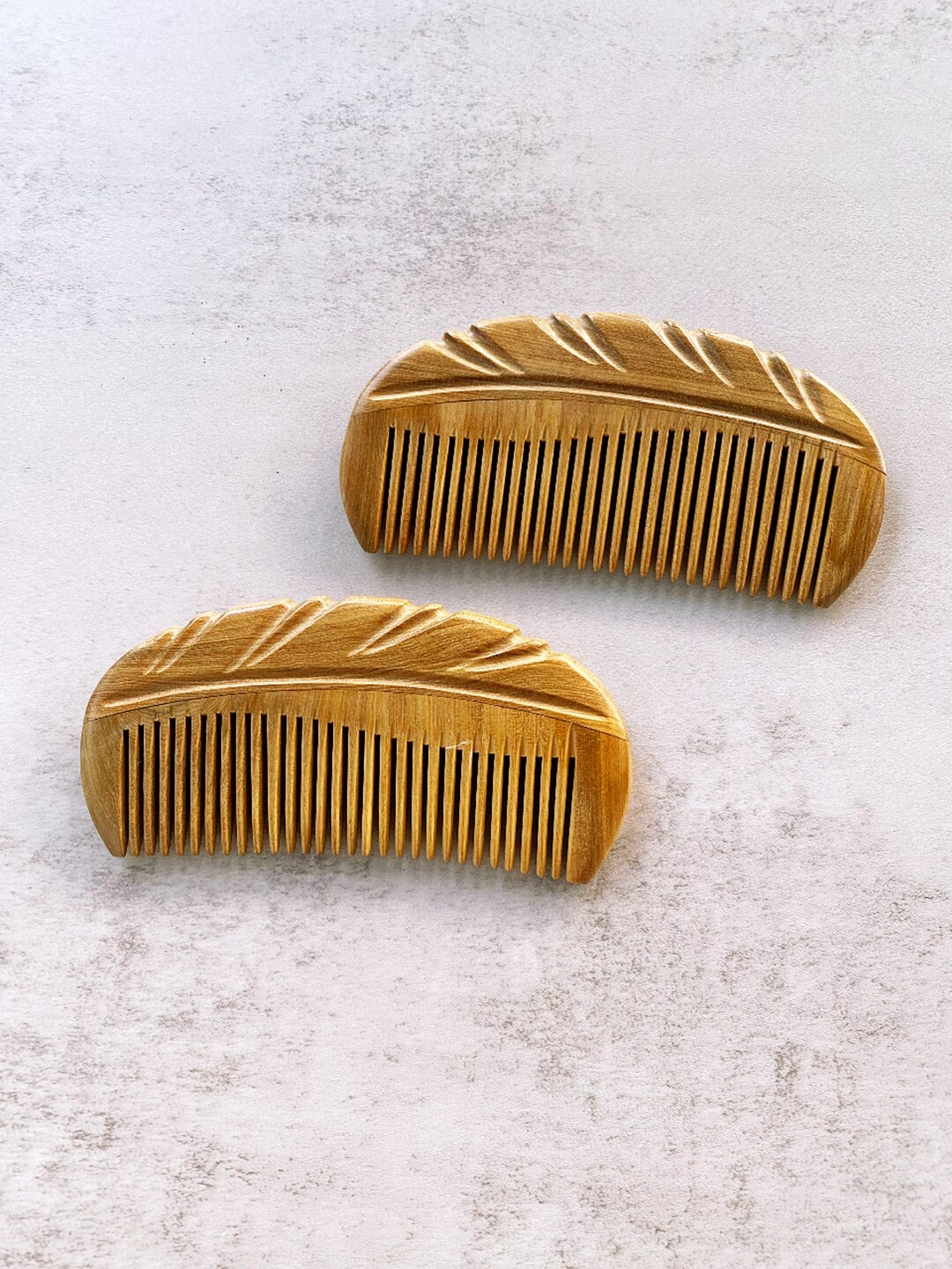 Set of 2 Personalized Cypress Wood Combs, Handmade Green Wood Combs for ...