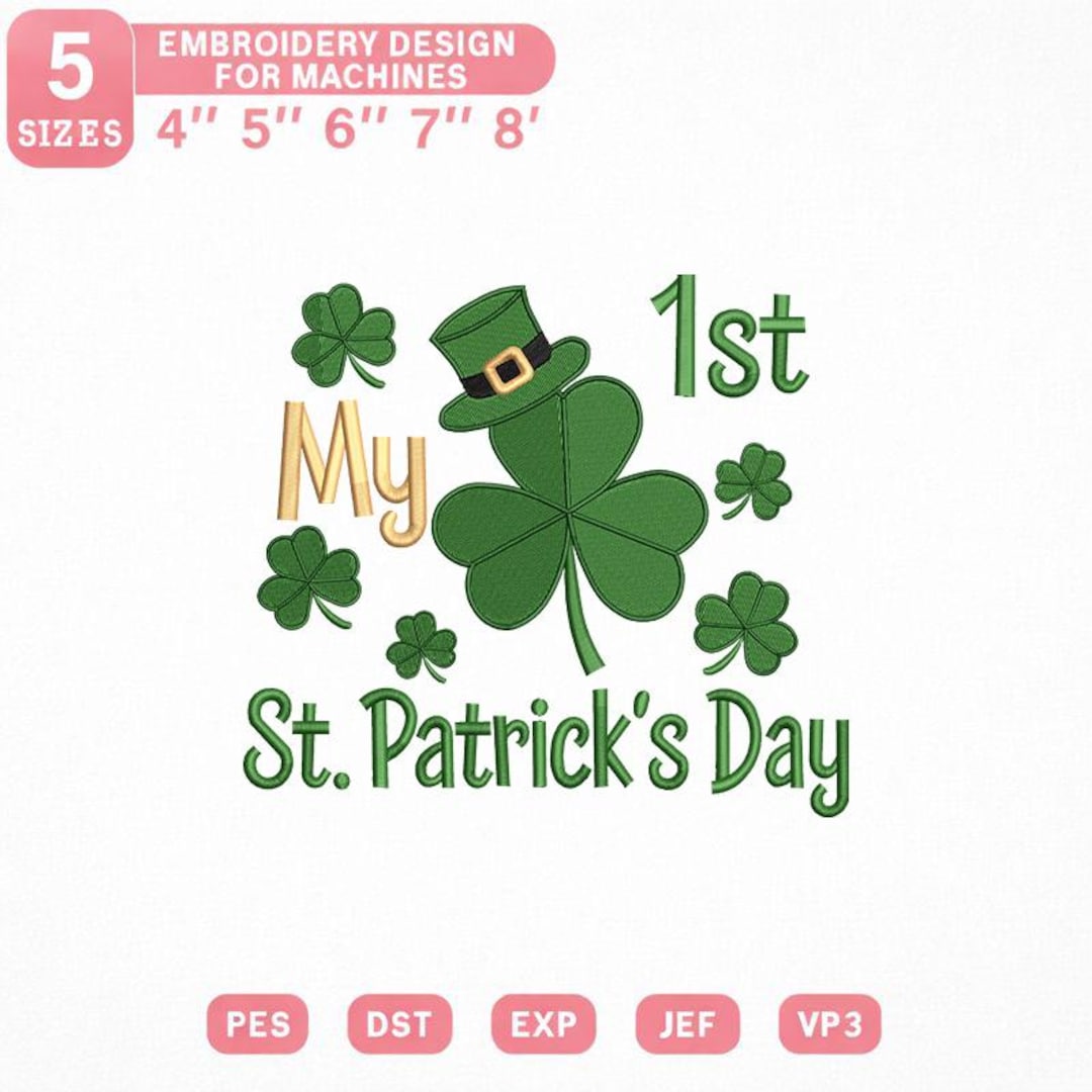My 1st St Patrick Day Embroidery Design, Baby Clover File - Etsy