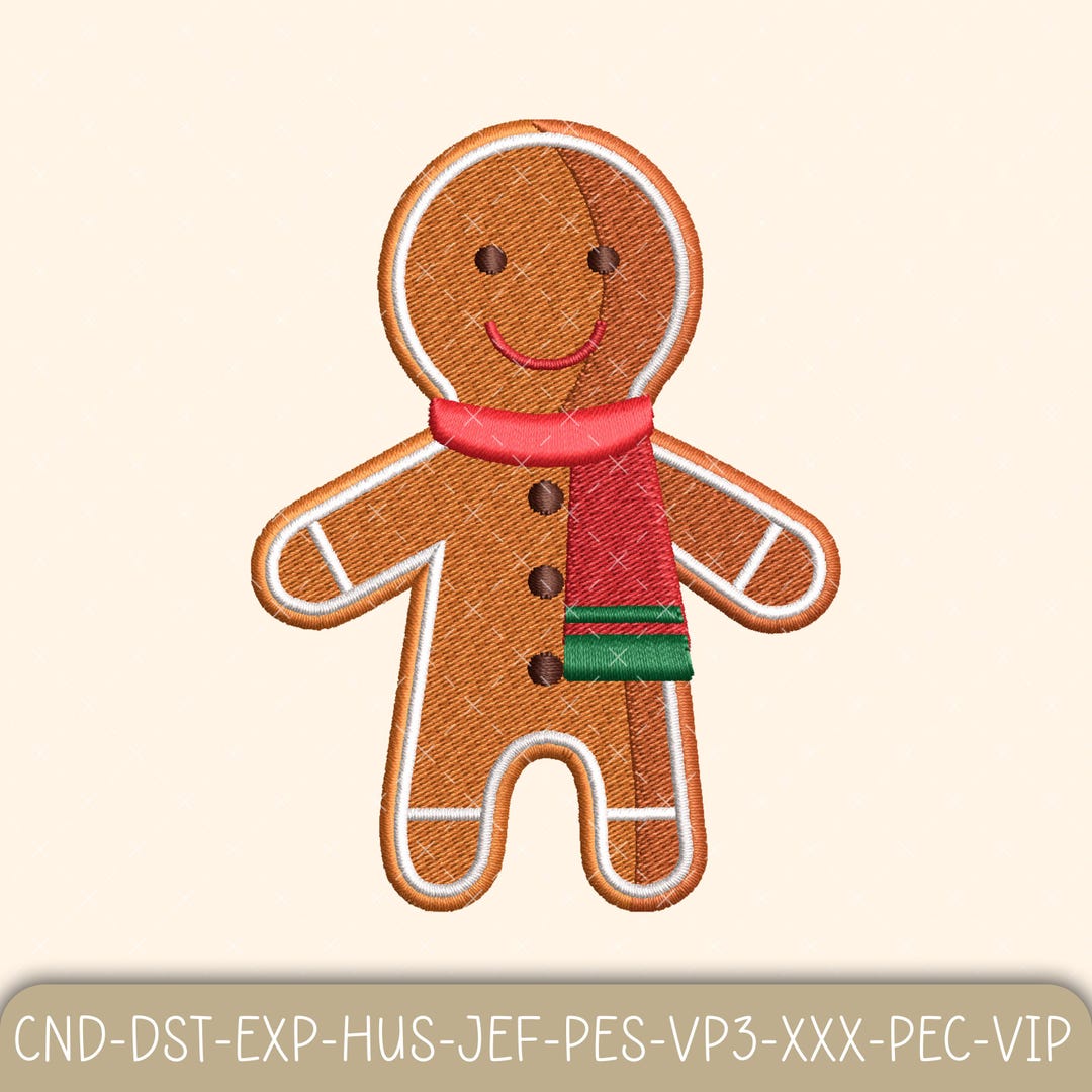 Gingerbread Man Machine Embroidery Design, Christmas Decoration Machine ...