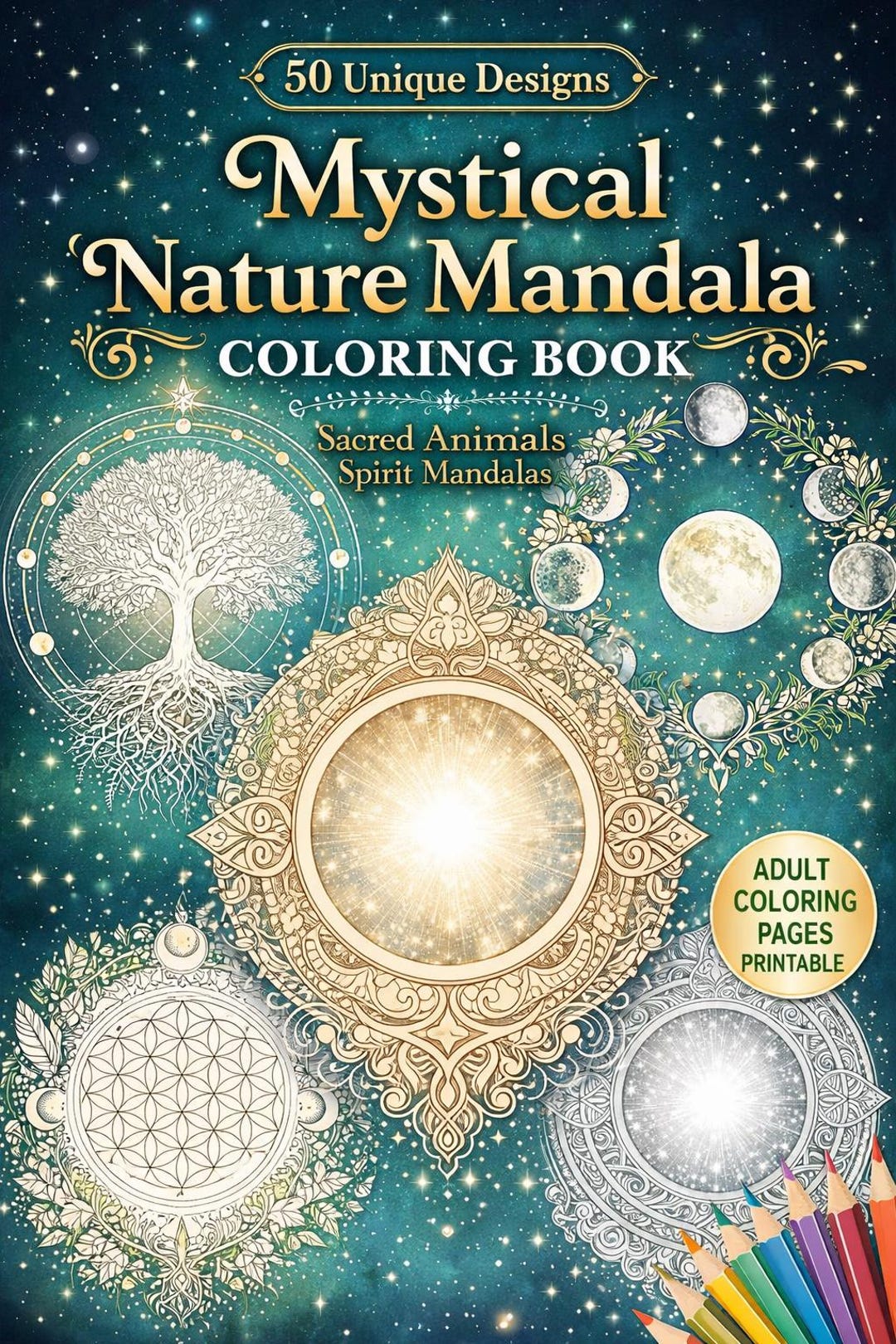 Mystical Nature Mandala Coloring Book – 50 Sacred Animals & Spirit ...