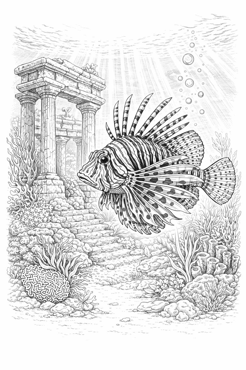 Ocean Depths – 50 Detailed Fish Coloring Pages for Adults - Etsy