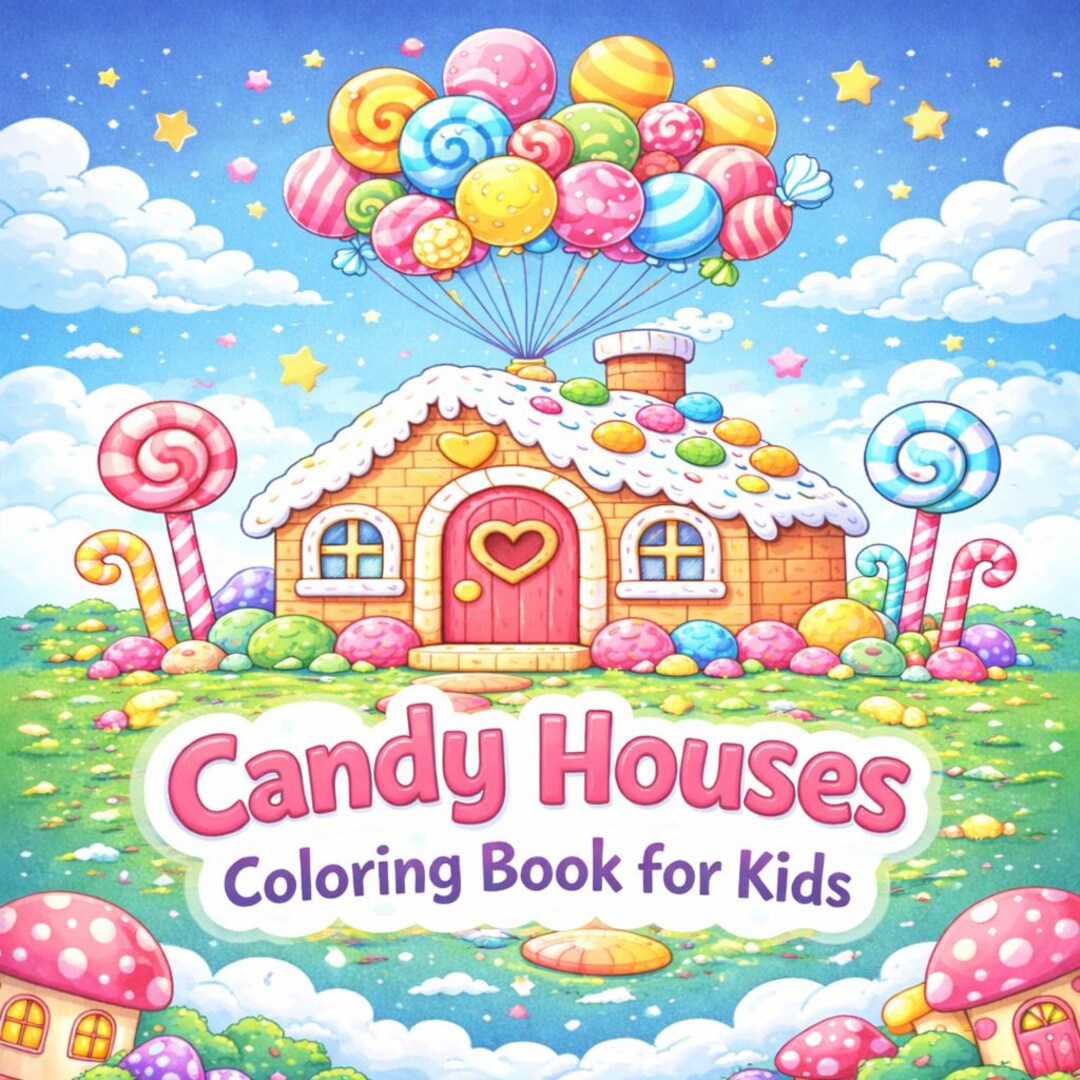 Candy Houses Coloring Book for Kids – 40 Cute Sweet Homes, Printable ...
