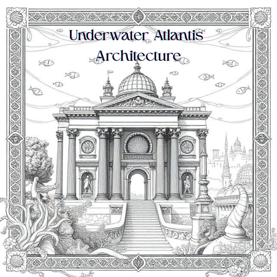 Atlantis Architecture Coloring Book | Detailed Pencil Sketch (digital ...