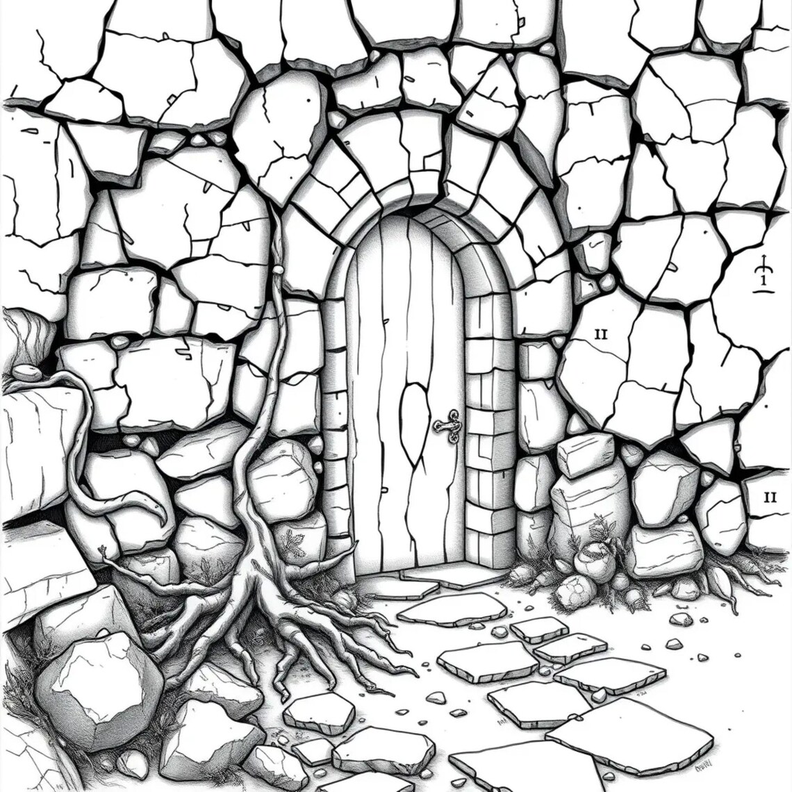 Secret Doors Coloring Book for Adults | Dark Fantasy Line Art (PDF) - Etsy