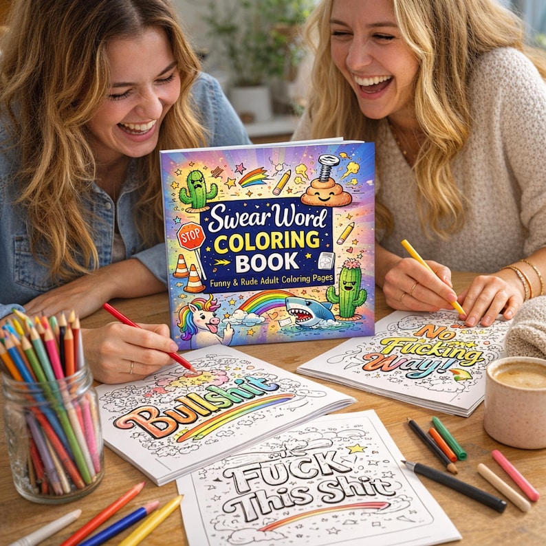Swear Word Coloring Book – Funny & Rude Adult Coloring Pages - Etsy