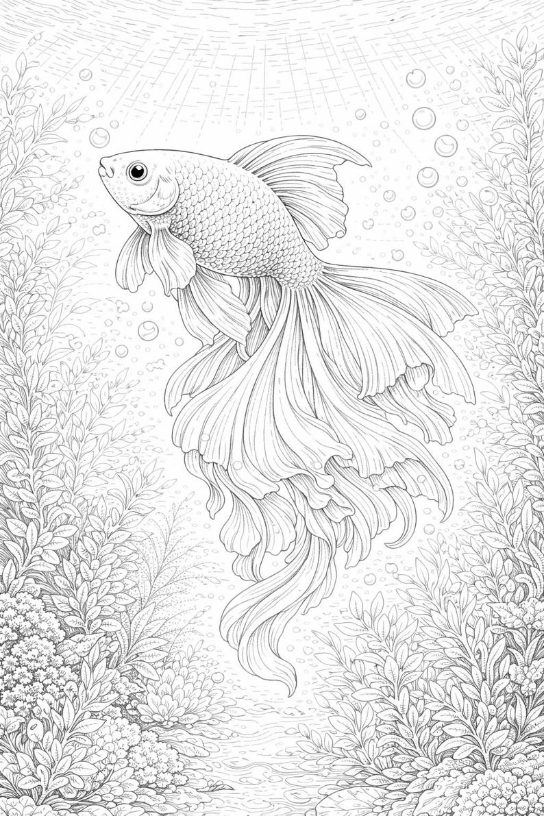 Ocean Depths – 50 Detailed Fish Coloring Pages for Adults - Etsy