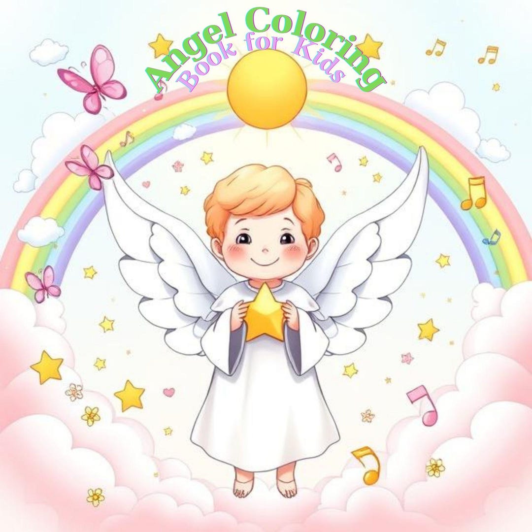 Angel Coloring Book for Kids: 50+ Pastel Illustrations (printable PDF ...