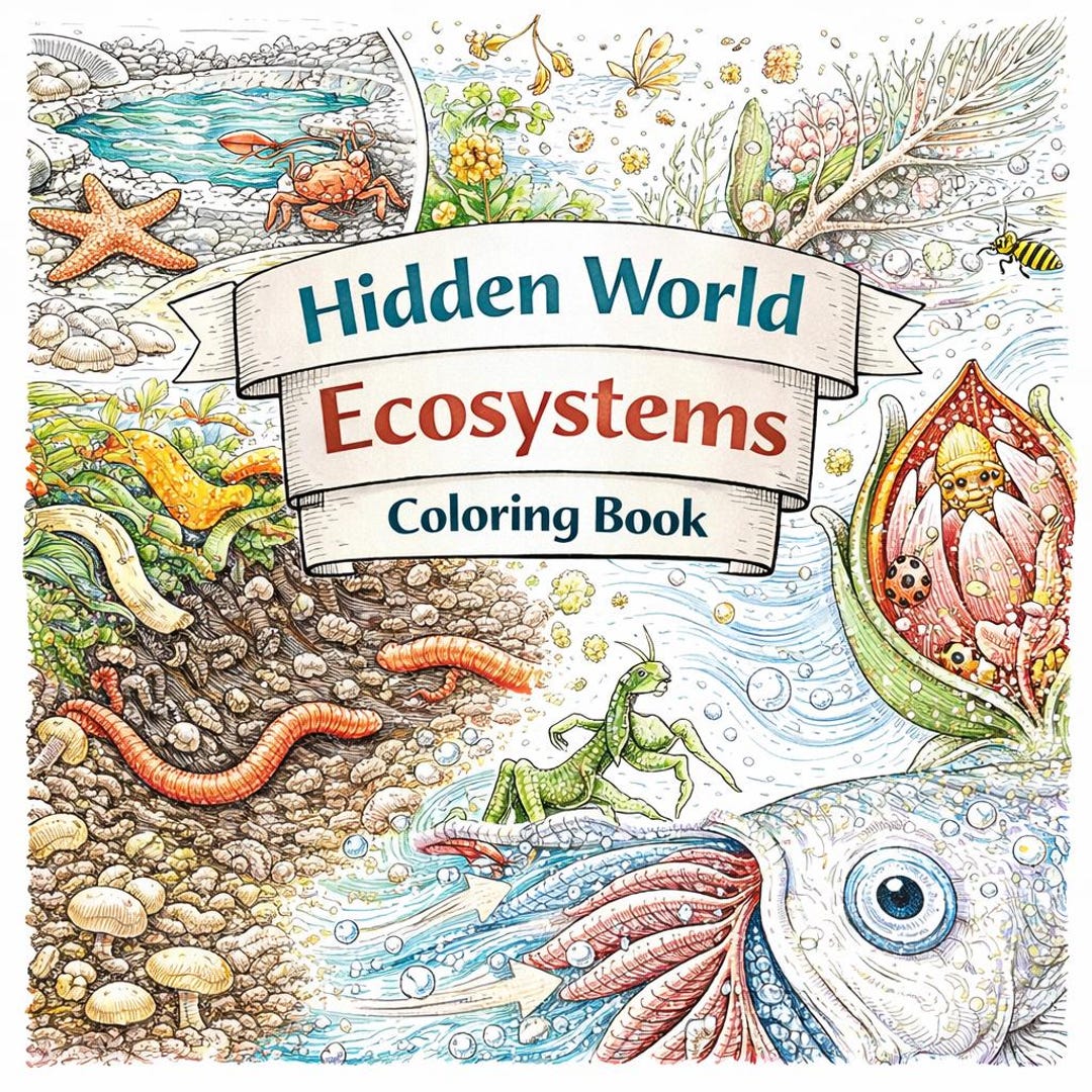 Hidden World Ecosystems Coloring Book - 30 Printable Pages - Nature and ...
