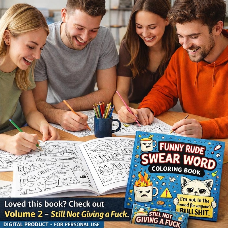 Swear Word Coloring Book – Funny & Rude Adult Coloring Pages - Etsy