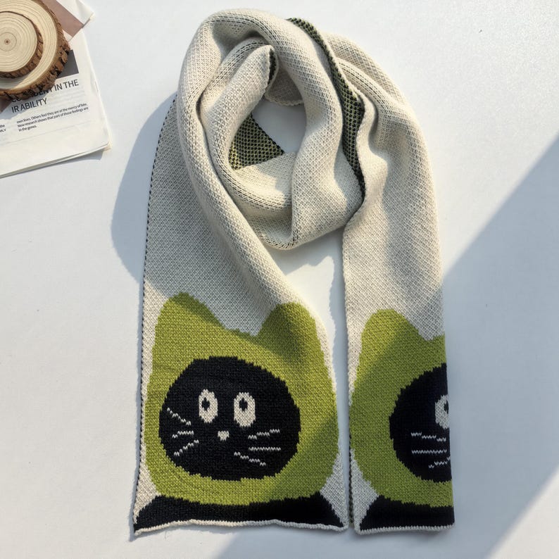 Bufanda de gato tejida, bufanda de invierno acrílica, regalo para ...