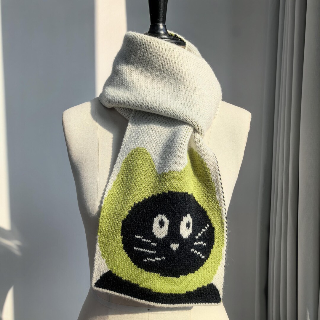 Bufanda de gato tejida, bufanda de invierno acrílica, regalo para ...