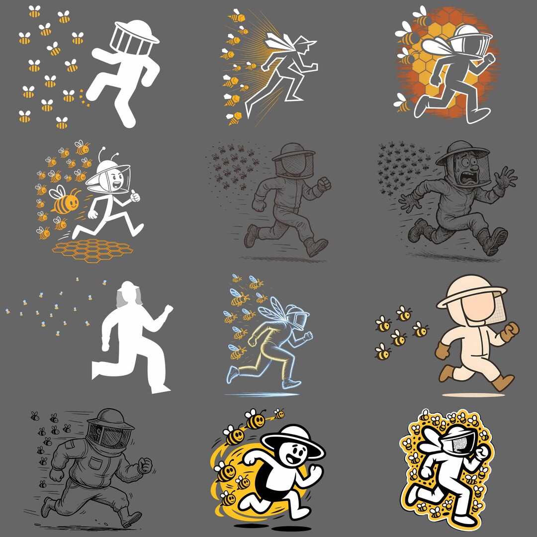 Beekeeper Chased by Bees PNG – Vintage Running Beekeeper Clipart ...