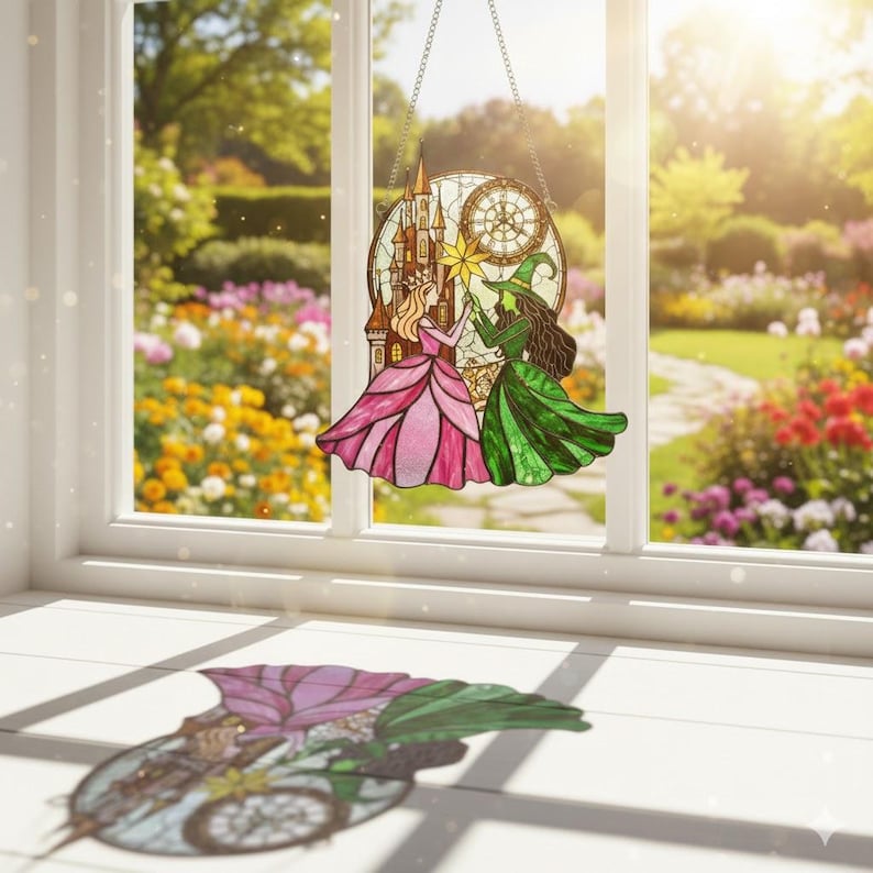 Elphaba and Glinda Suncatcher, Wicked Musical Decor, Stained Glass ...