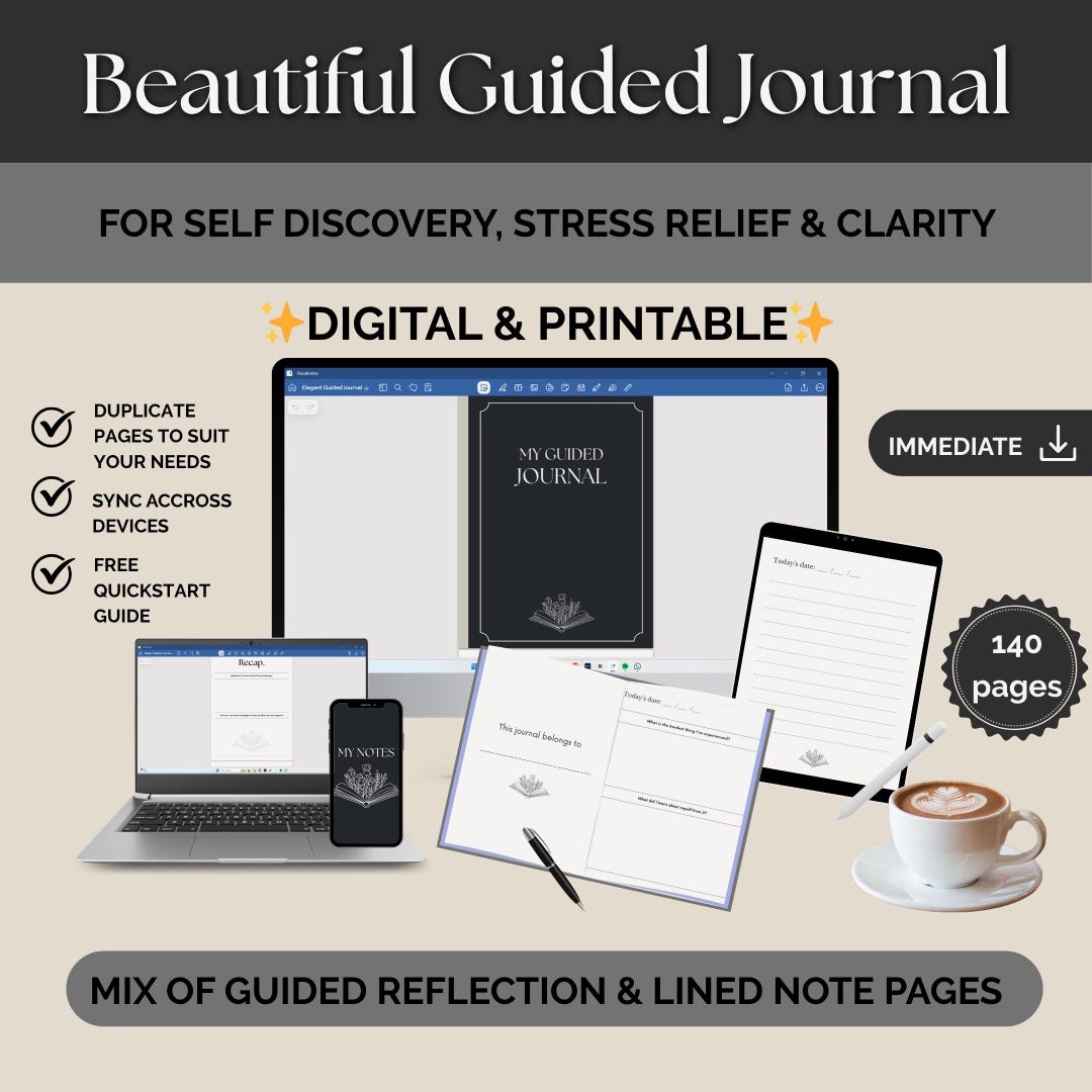 Elegant Guided Self-discovery Journal and Notebook | Digital Download ...