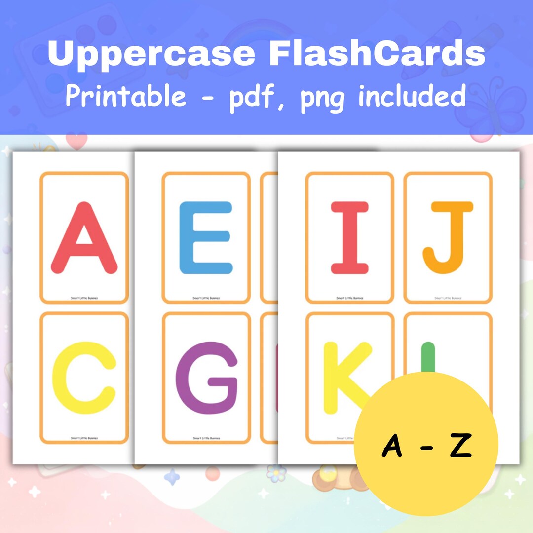 Uppercase Alphabet Flash Cards A–Z Printable for Preschool - Etsy