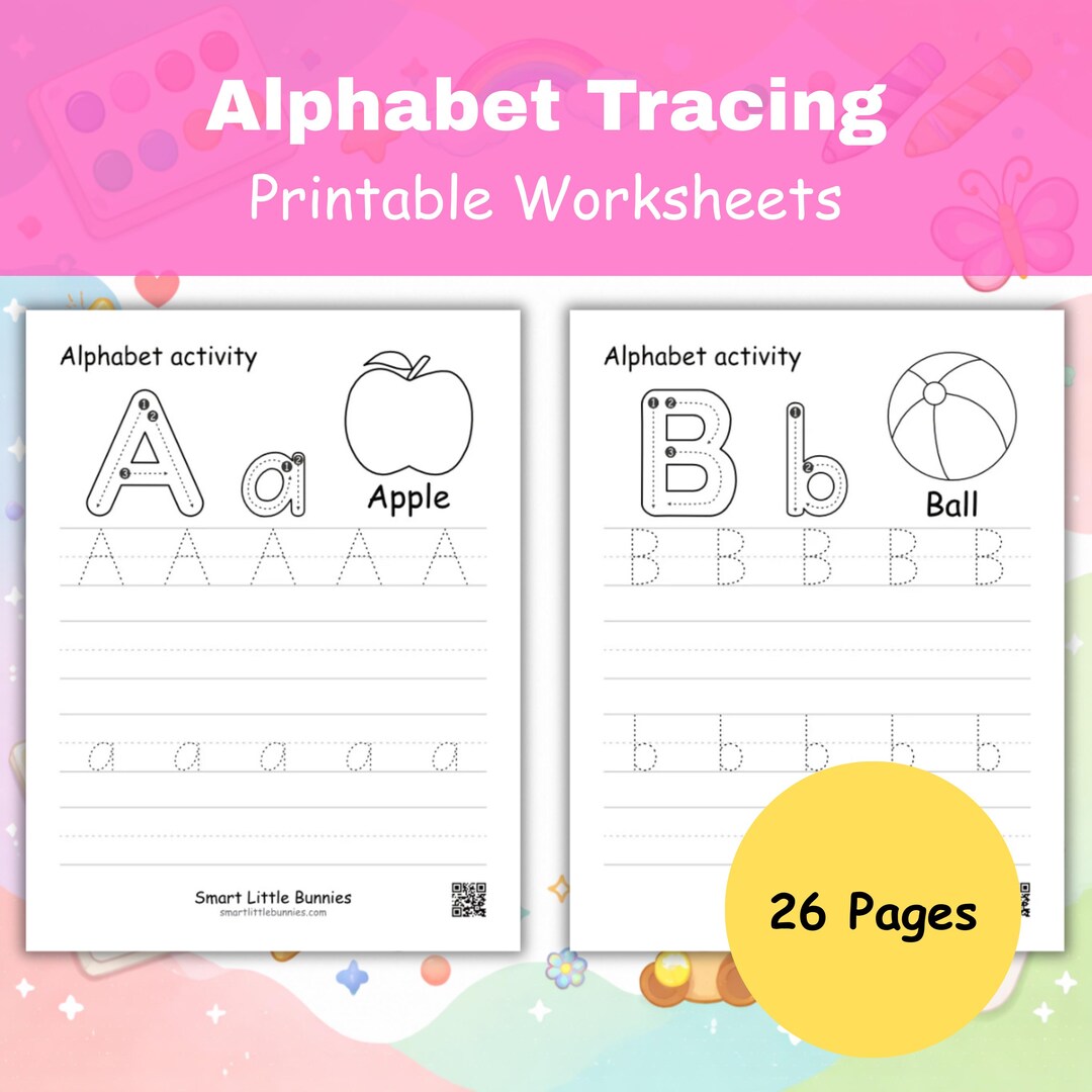 Alphabet Tracing Worksheets A-Z (A4 and US Letter PDF) - Etsy