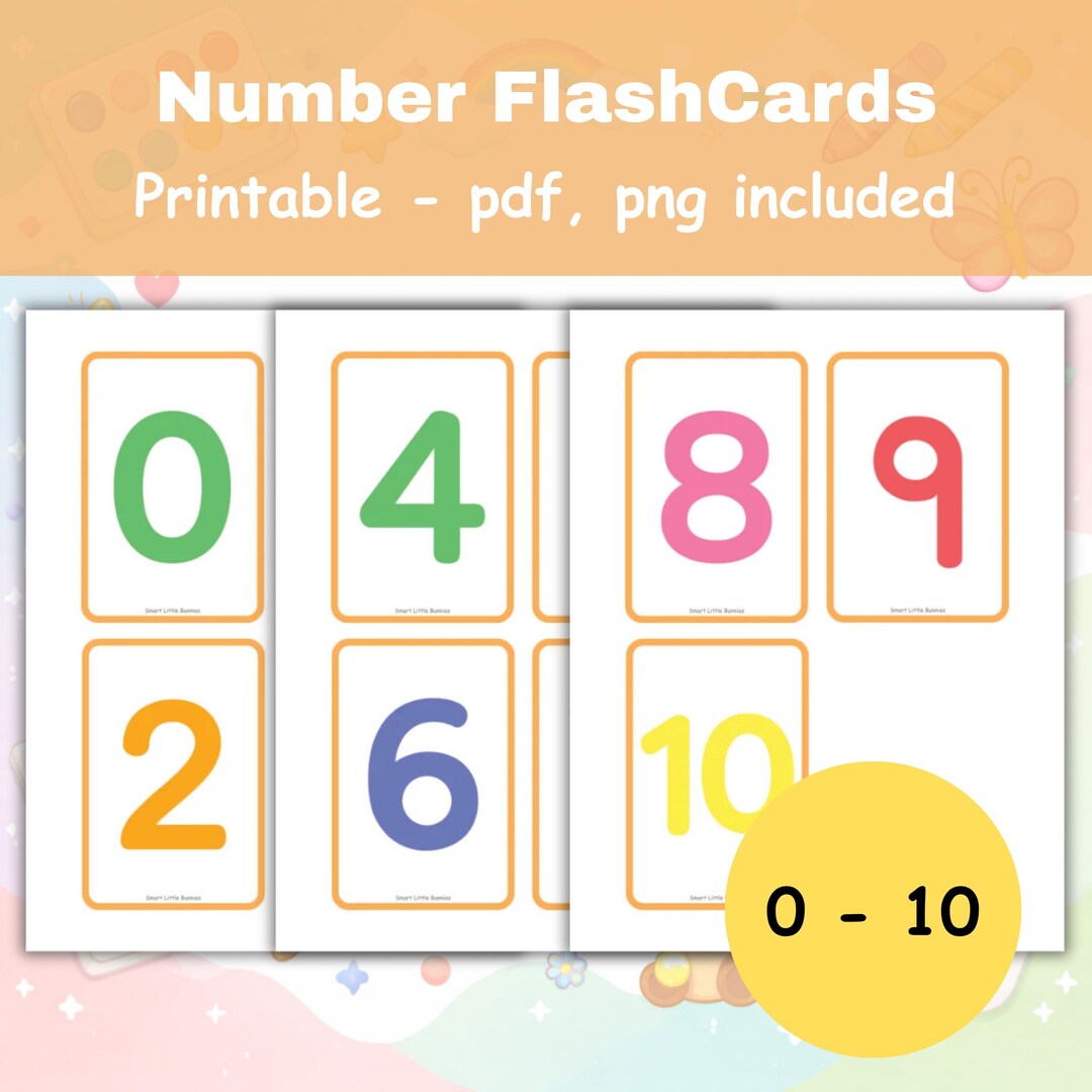 Number Flash Cards 0–10, Preschool Counting Flashcards Printable ...