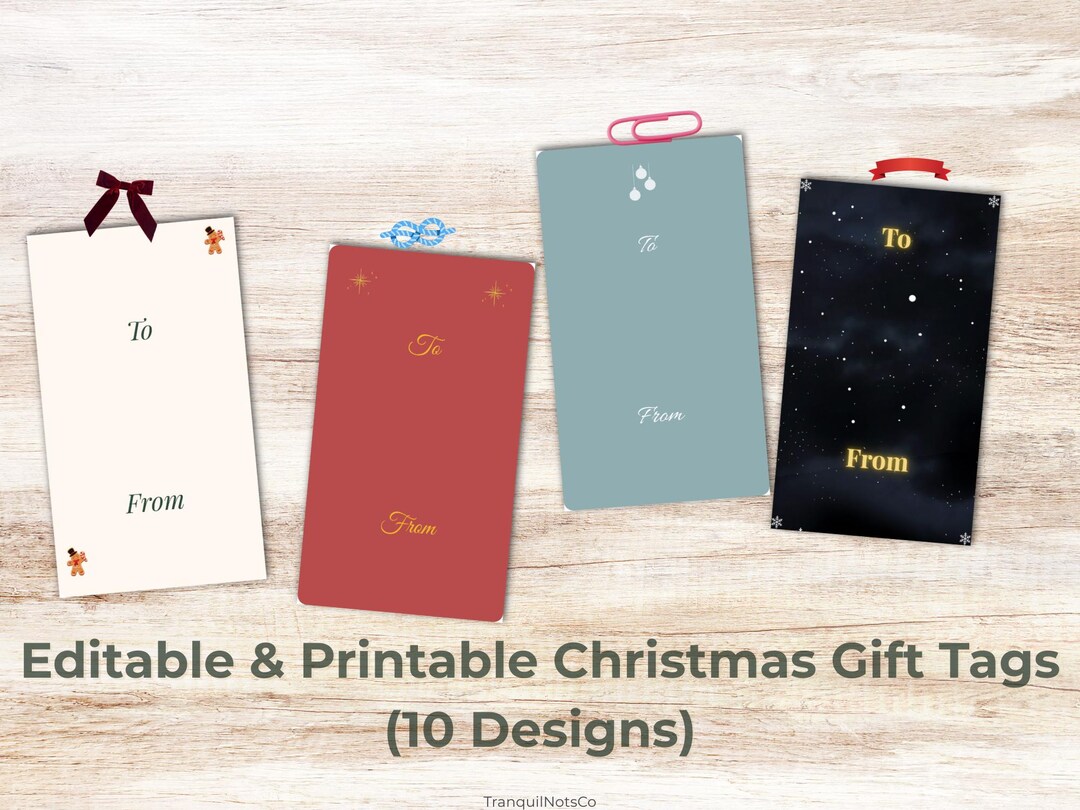 Editable Christmas Gift Tags | Printable Holiday Labels (canva Template ...