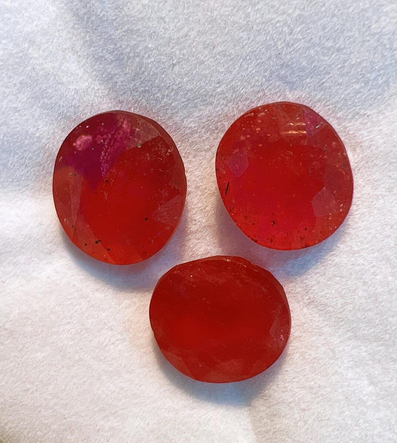 Natural Oval Cut Ruby Trio – Genuine Faceted Red Gemstone for Jewelry ...