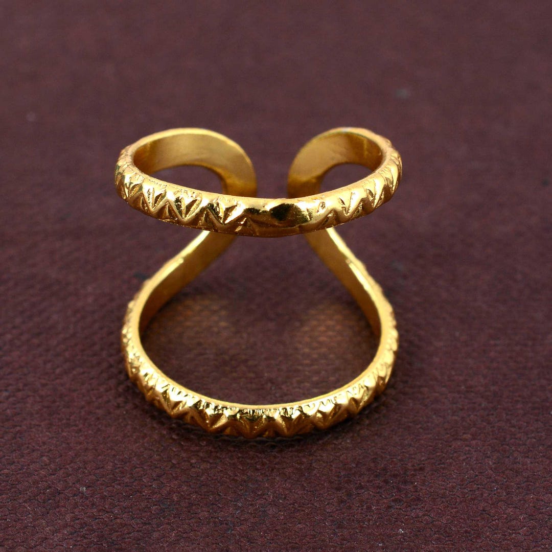 Brass Ringspiral Wrap Brass Ring | Adjustable Textured Band Ring ...