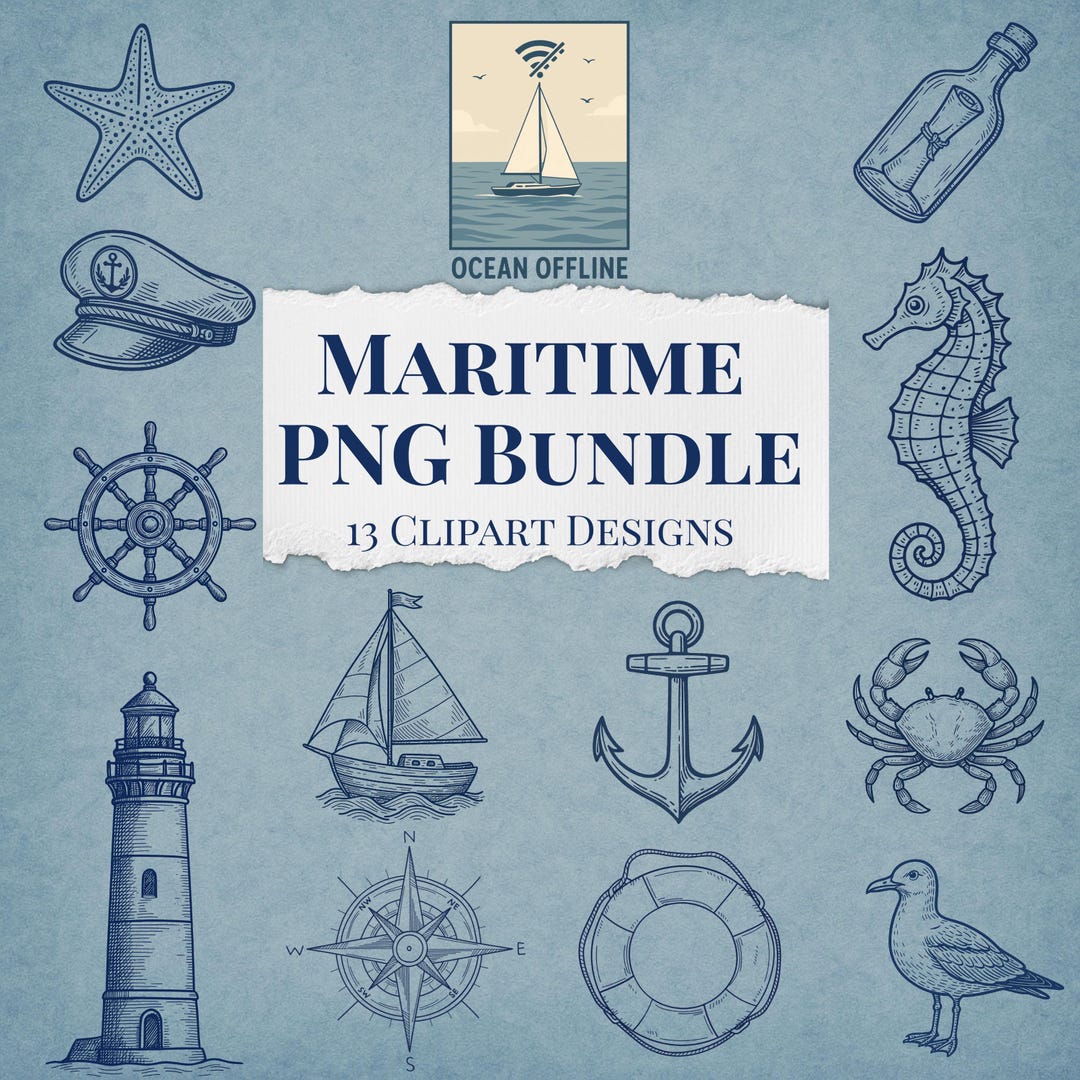 Maritime PNG Bundle | 13 Nautical Clipart Designs | Anchor, Ship ...
