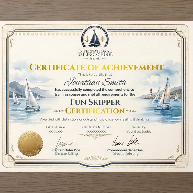 Editable Sailing Certificate Canva Template | Sailor Gift | Boat ...