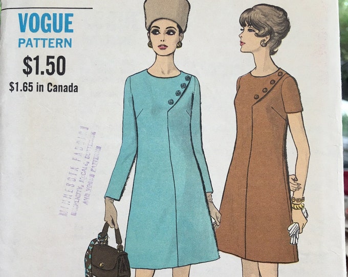 UNCUT Vogue Vintage A Line Dress With Mock Front Opening With Button ...