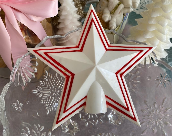 Vintage Paramount Red and White Star Christmas Tree Topper Atomic - Etsy