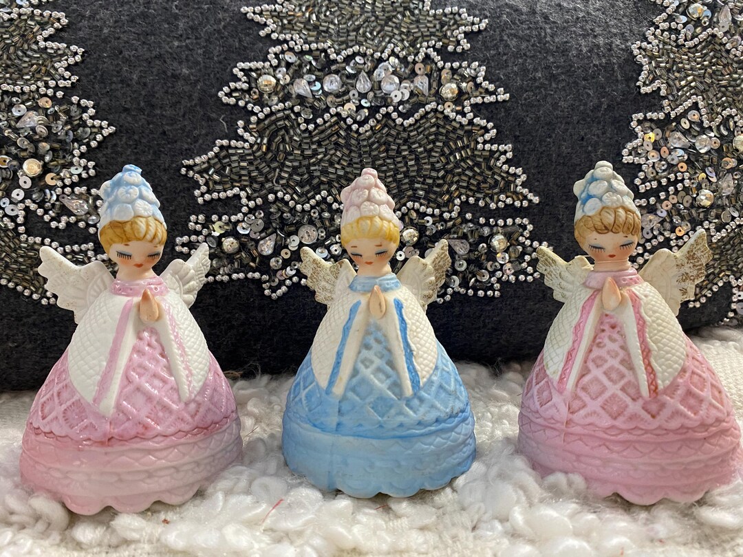 Vintage LEFTON China Christmas Pink or Blue Pixie Angel Hand Painted ...