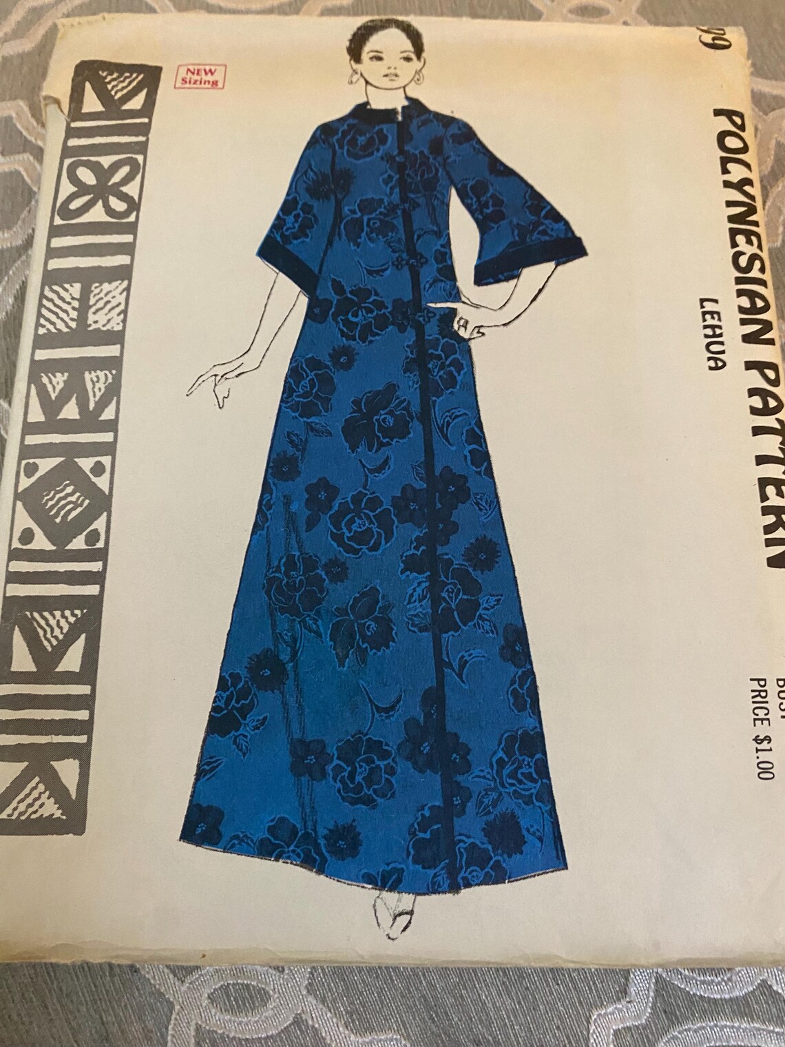 Vintage 50s Hawaiian Lehua Polynesian Long Robe Dress Sewing Pattern ...