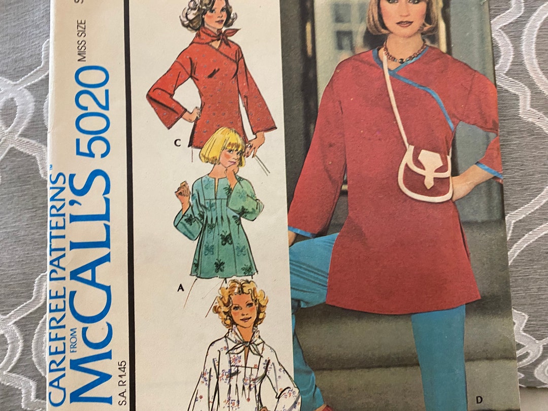 70s Vintage Mccalls Tunic Top Front Yoke With Vent Inside Pleats 5020 ...