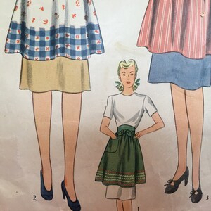 Vintage 1940's Simplicity Pinafore Full Bib Apron Ruffled Shoulders ...