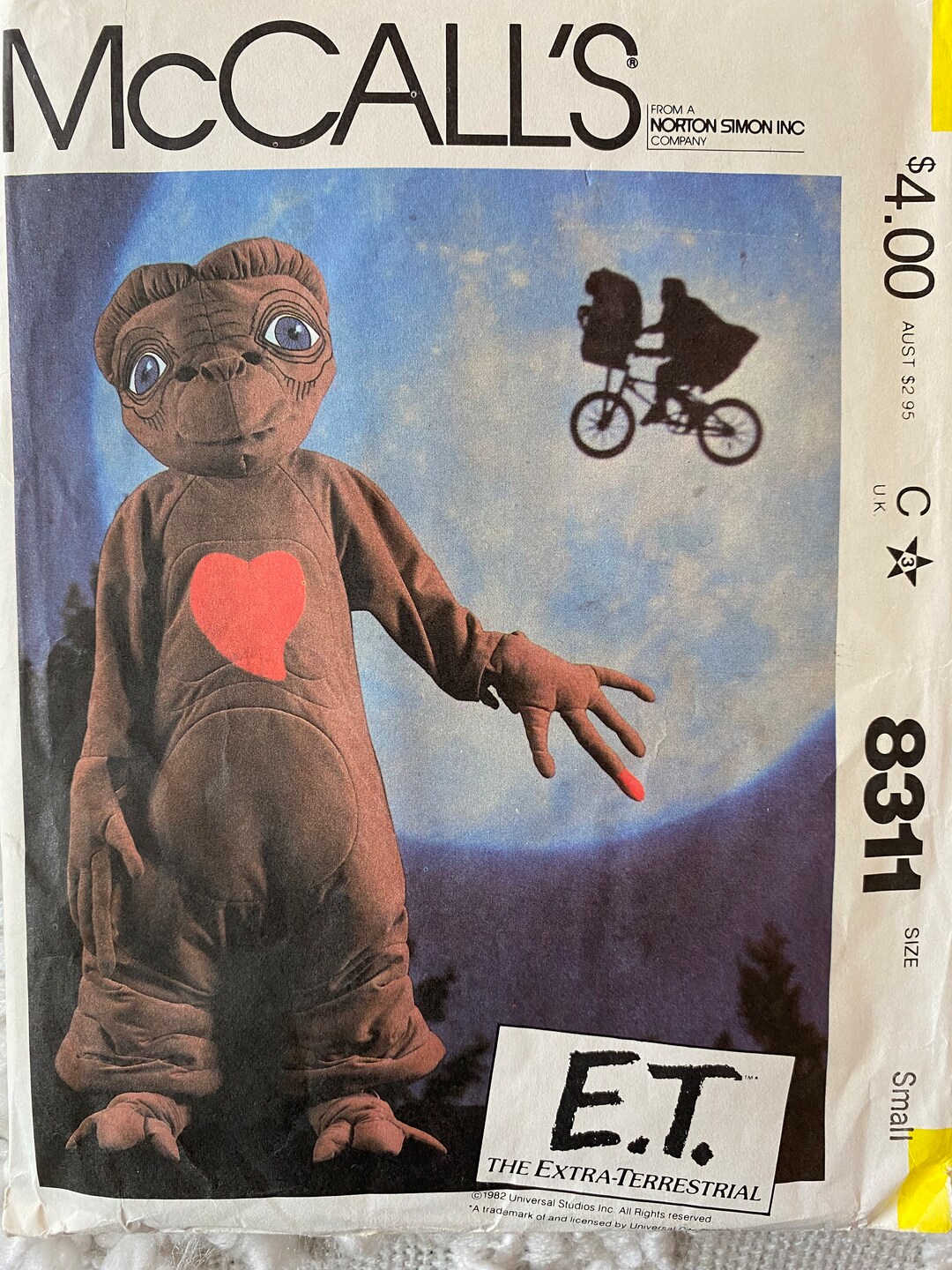 E. T. Movie the Extra Terrestrial 80's Halloween Costume Mccall's 8311 ...