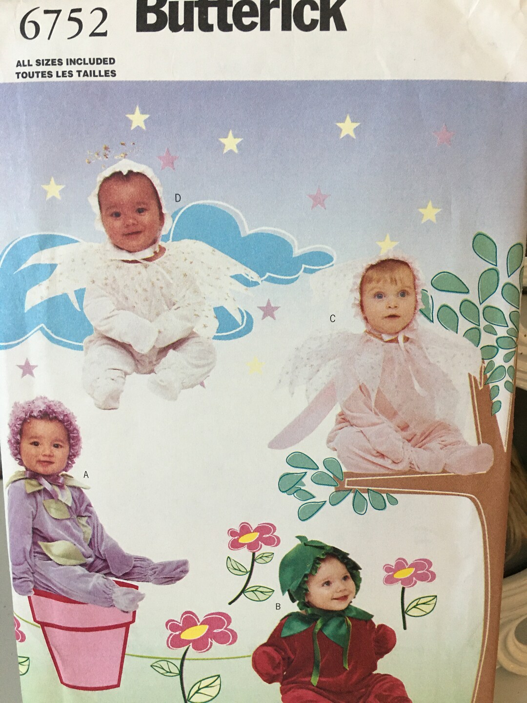 Butterick Baby Costume Sewing Pattern 6752: Flower, Fairy, Angel (size ...