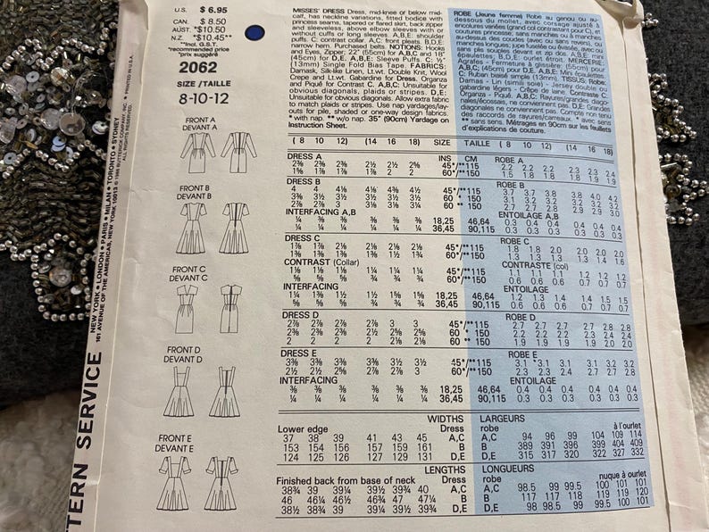 Vogue 80's Woman's Basic Design Dress With Fitting Bodice With Princess ...