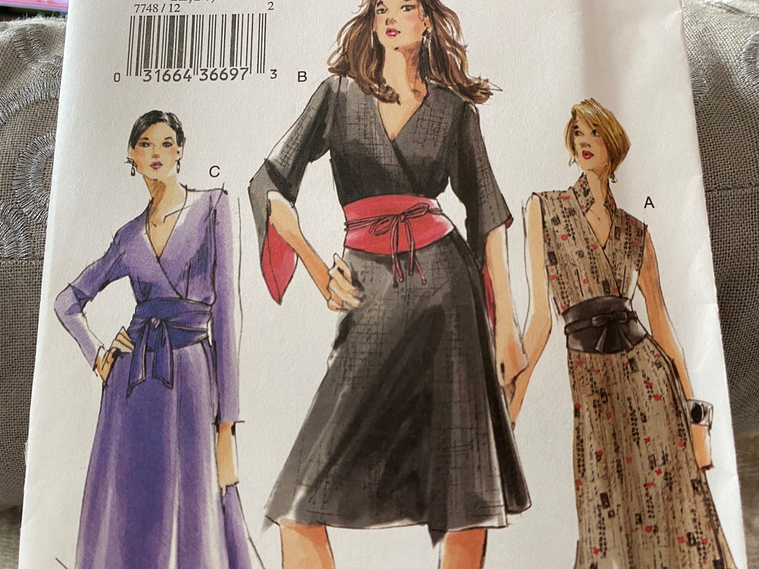 Vogue Misses Front Wrap Dress Semi Fitted A Line and Sash 7748 Sewing ...