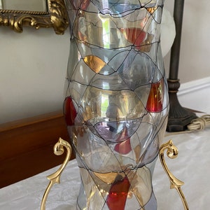 PARTYLITE Mosaic P7016 Mosaic Hurricane Shade Candle Holder Gold Brass ...