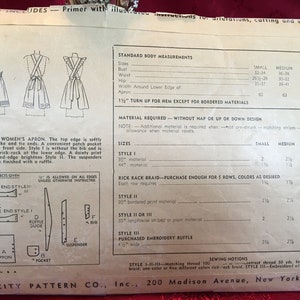 Vintage 1940's Simplicity Pinafore Full Bib Apron Ruffled Shoulders ...