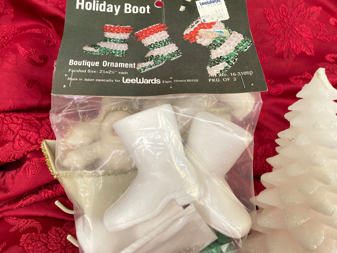 Vintage 70s Leewards Lee Wards Kit Christmas Holiday Boot Beaded ...
