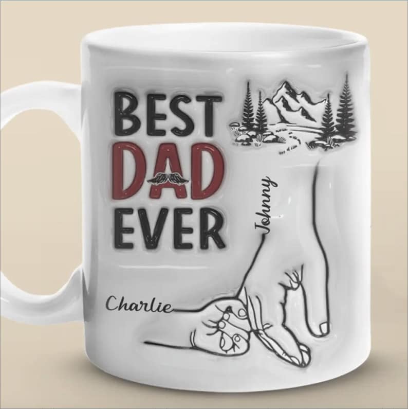 Personalized Dad Ever Mug, Custom 3D Effect Coffee Cup, Father's Day ...