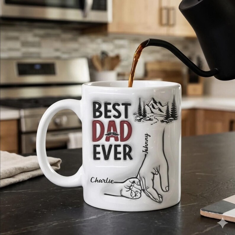 Personalized Dad Ever Mug, Custom 3D Effect Coffee Cup, Father's Day ...