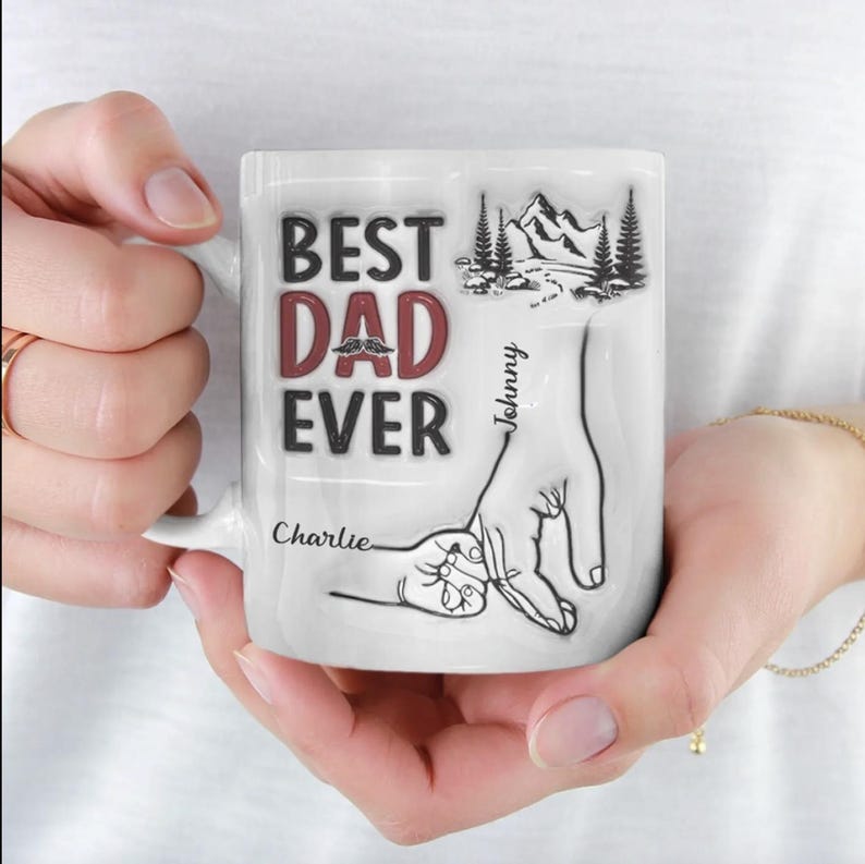 Personalized Dad Ever Mug, Custom 3D Effect Coffee Cup, Father's Day ...