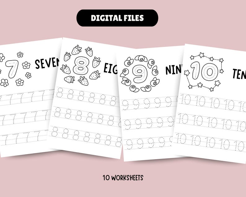 Number Tracing 1-10 Worksheets – Preschool Learning (digital Download ...