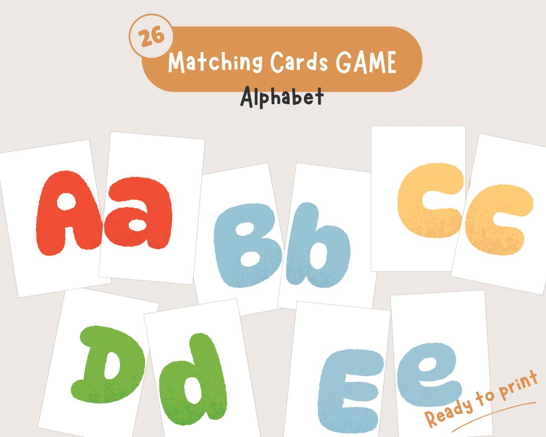 Alphabet Matching Cards Game: Activity for Kids, Montessori Education ...